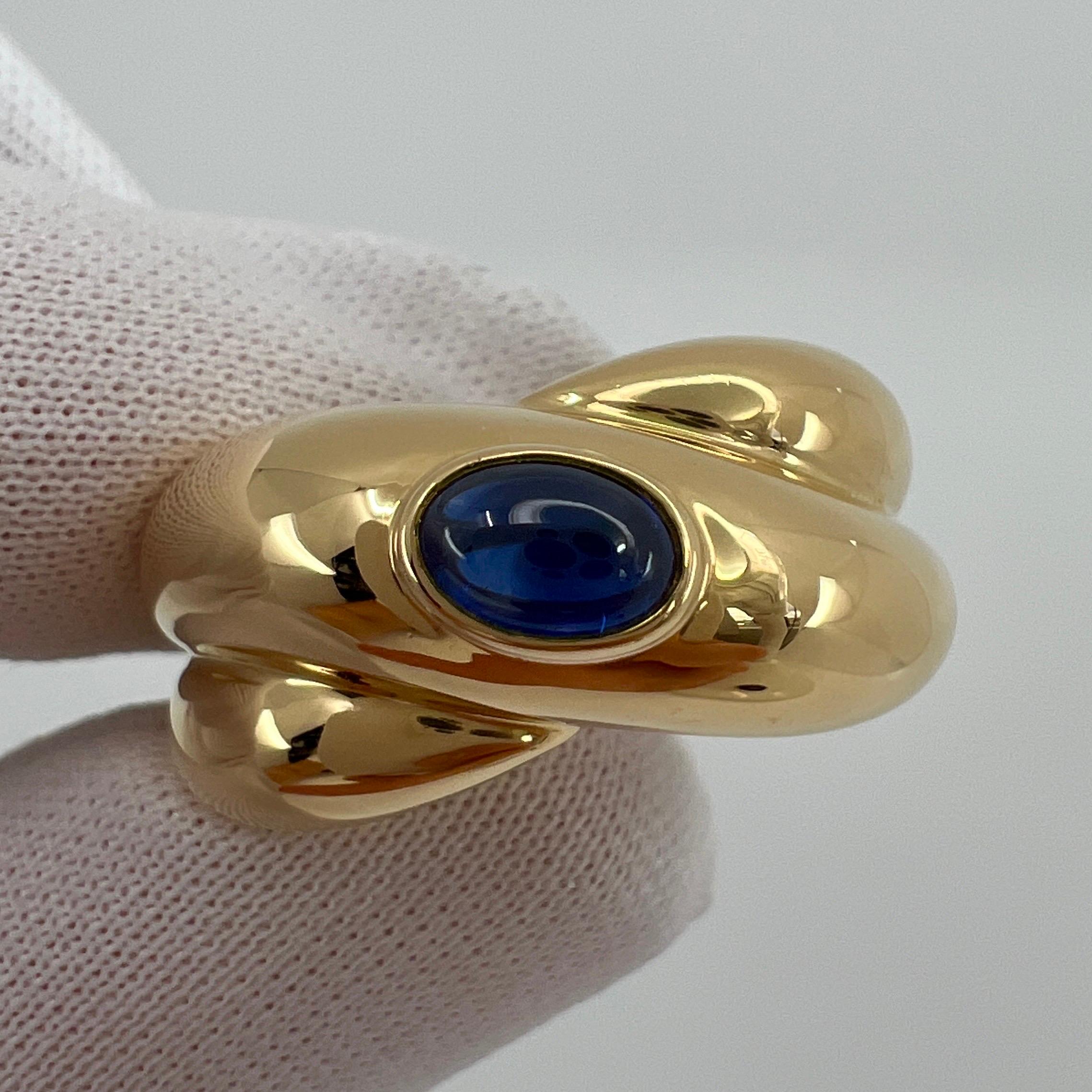 Vintage Cartier Blue Sapphire Ellipse Oval Cabochon 18k Yellow Gold ...