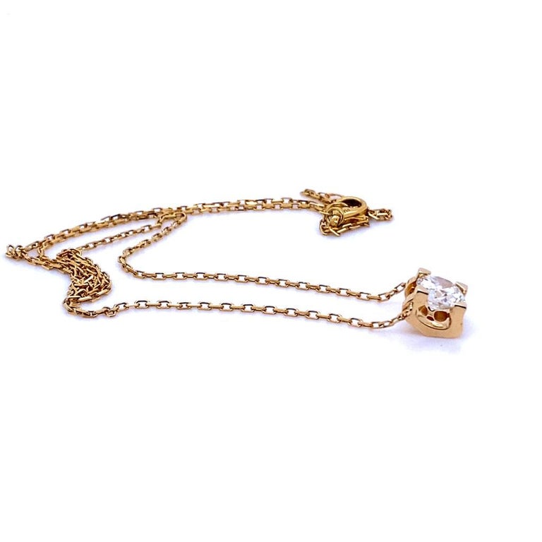 Vintage Cartier ‘C de Cartier’ Diamond Pendant and Chain 18 Karat ...