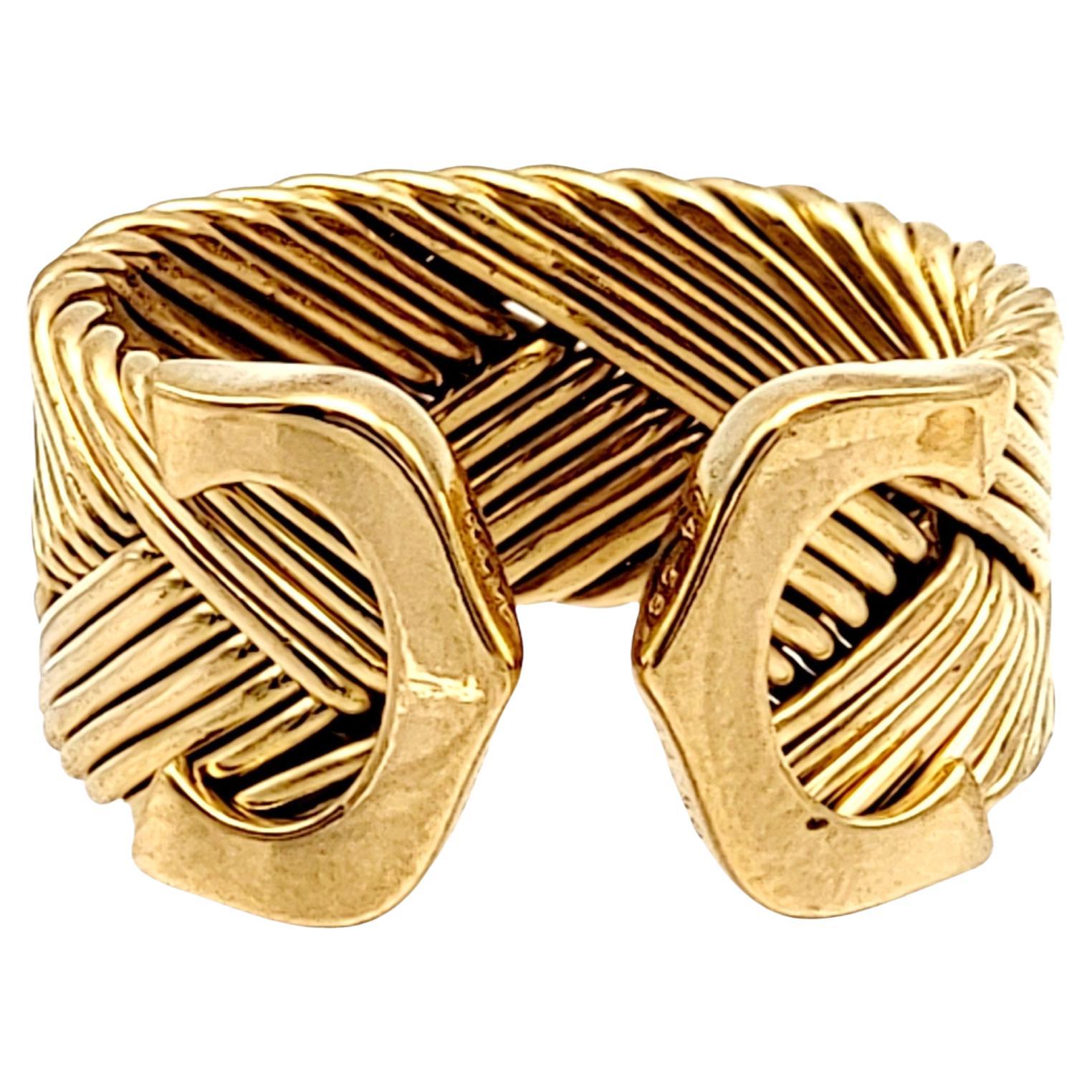 Vintage Cartier 'C de Cartier' Woven 18 Karat Yellow Gold Texture Band ...