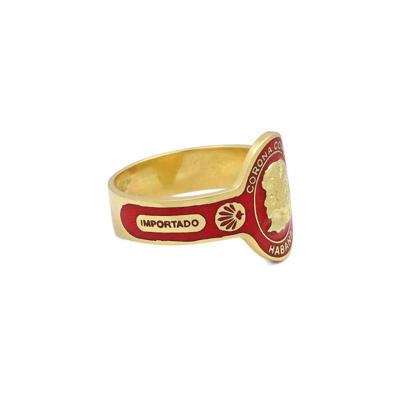 Vintage Cartier 'Corona Corona Habana' Enamel Ring at 1stDibs