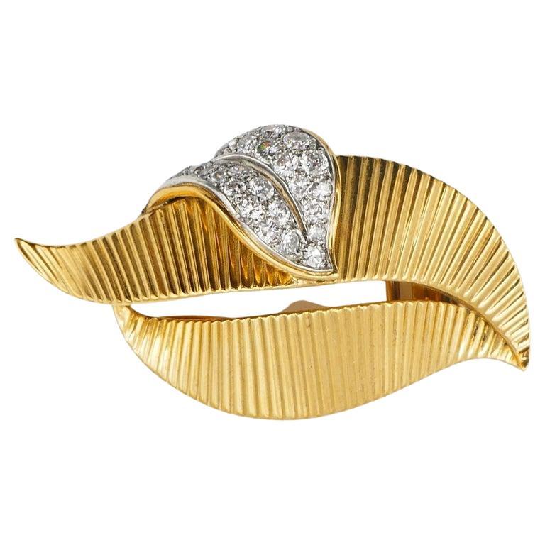 Cartier Vintage 6.50cts Diamond Platinum Elegant Botanical Pin Brooch ...