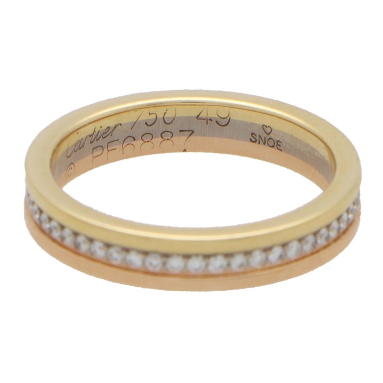 Vintage Cartier Diamond Trinity Full Eternity Band Ring in 18k Tri ...