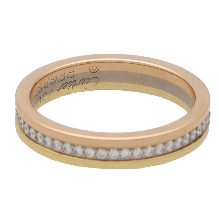 Vintage Cartier Diamond Trinity Full Eternity Band Ring in 18k Tri ...