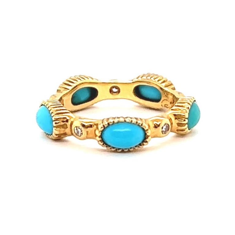 Vintage Cartier Diamond Turquoise 18 Karat Gold Ring For Sale at 1stDibs