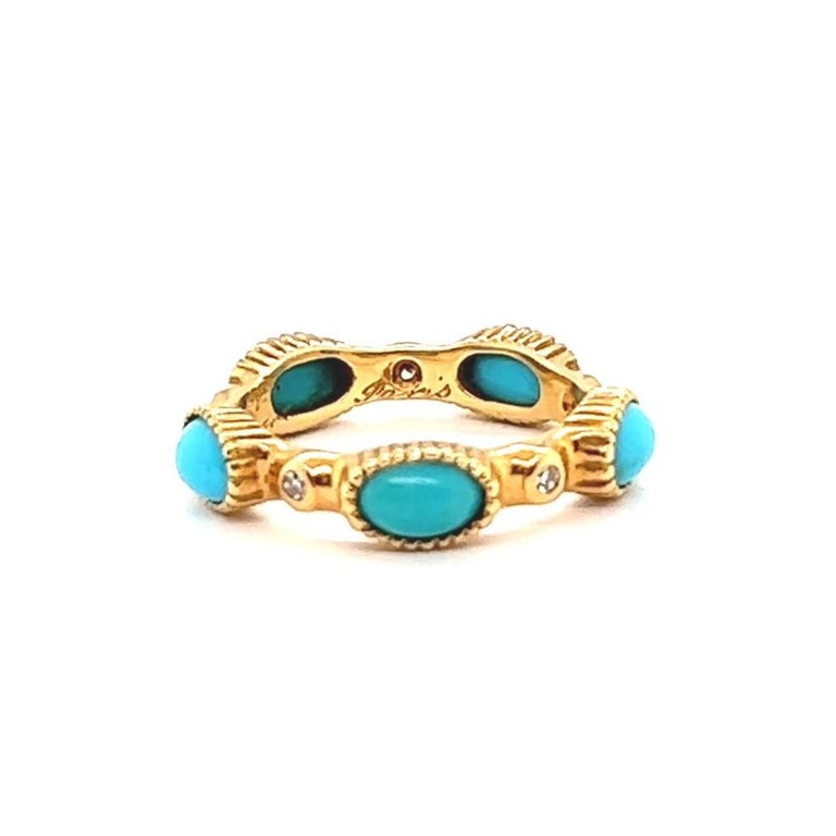 Vintage Cartier Diamond Turquoise 18 Karat Gold Ring For Sale at 1stDibs