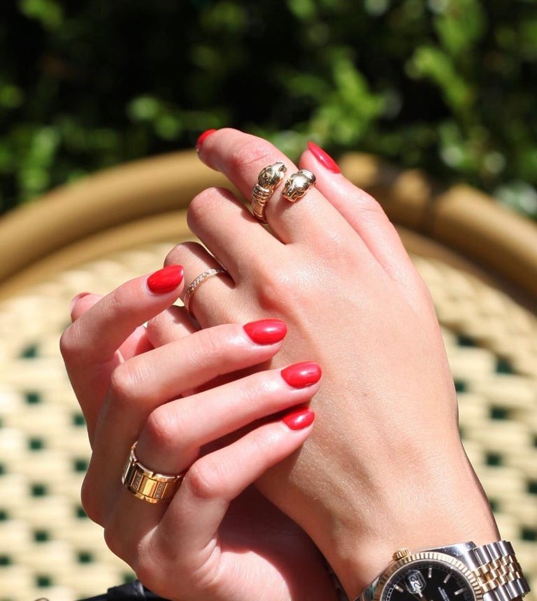 Cartier Vintage Double Head Panther Ring in 18K Yellow White and Rose ...