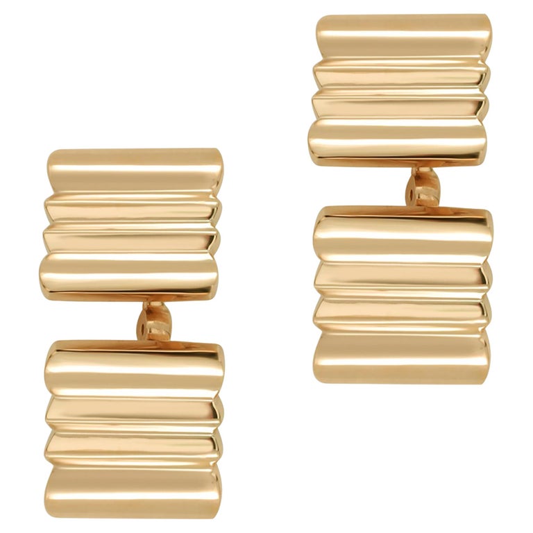 Cartier Double Sided Yellow Gold Vintage Cufflinks For Sale at 1stDibs