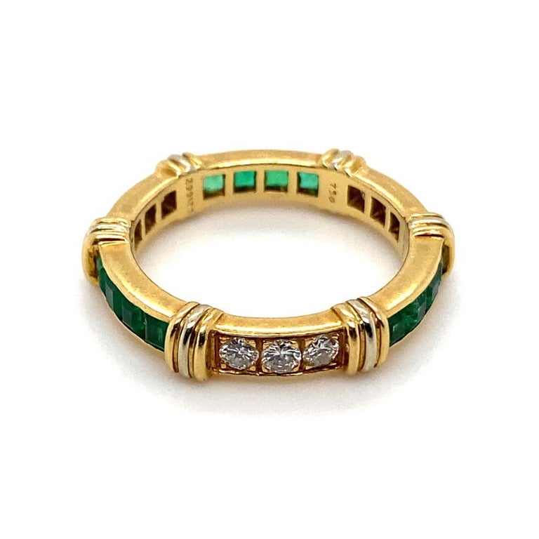 Vintage Cartier Emerald and Diamond 18 Karat Yellow Gold Full Eternity ...