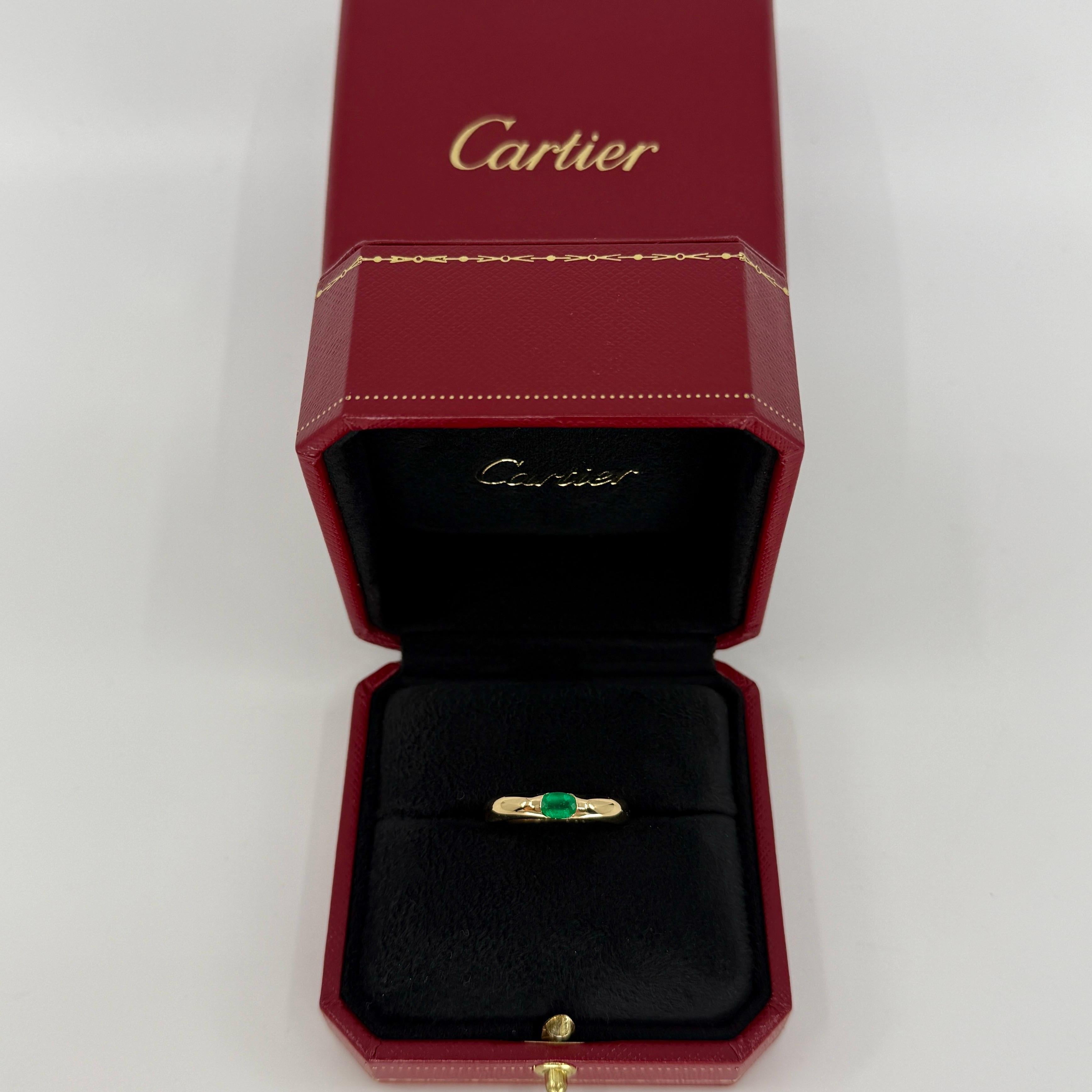 Vintage Cartier Emerald Vivid Green Ellipse 18k Yellow Gold Solitaire ...