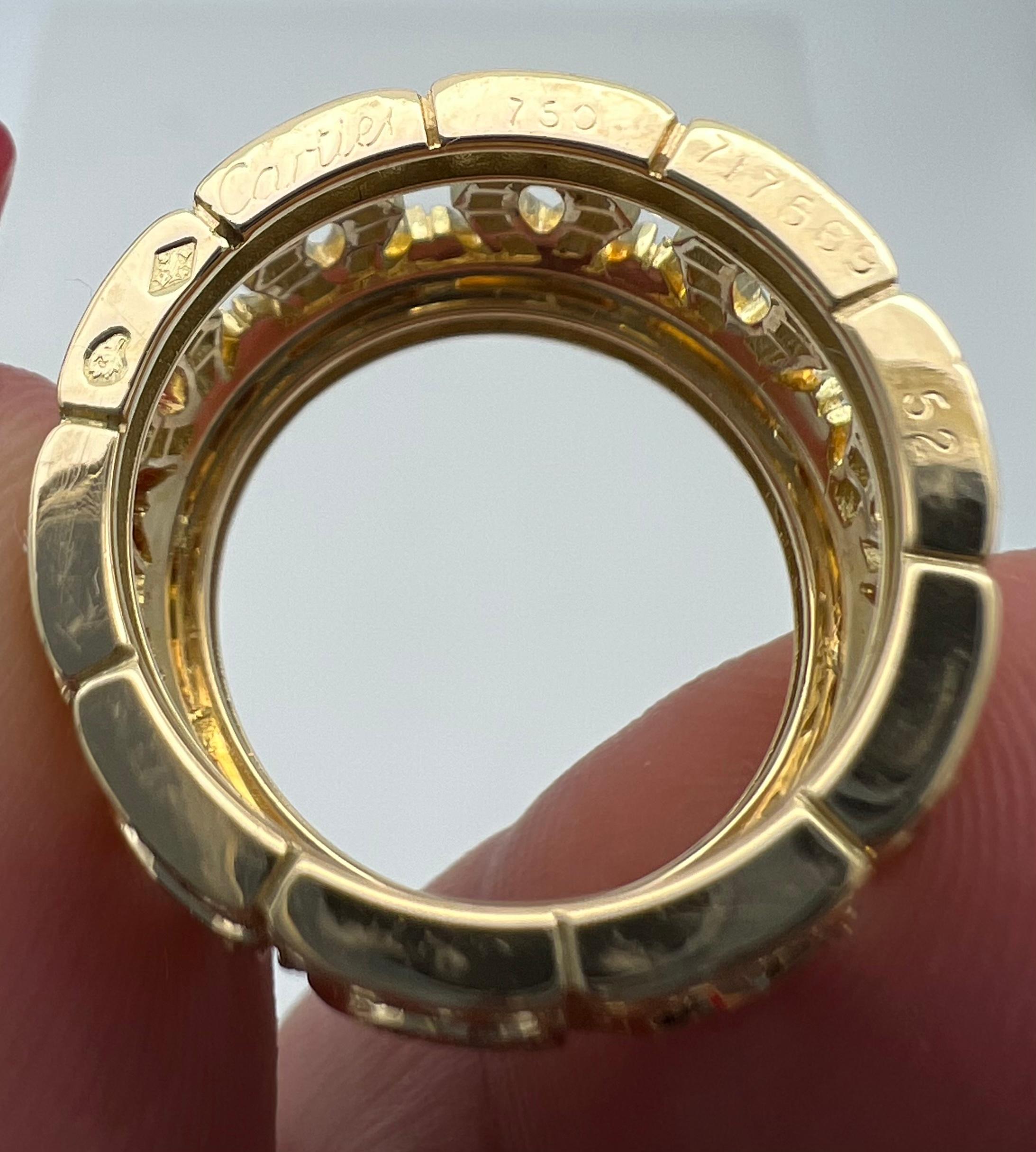 Vintage Cartier Entrelaces Diamond and 18K Gold Wide Band Ring at 1stDibs