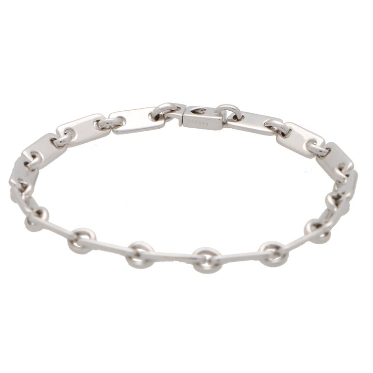 Vintage Cartier Fidelity Lock and Key Chain Link Bracelet in 18k White ...