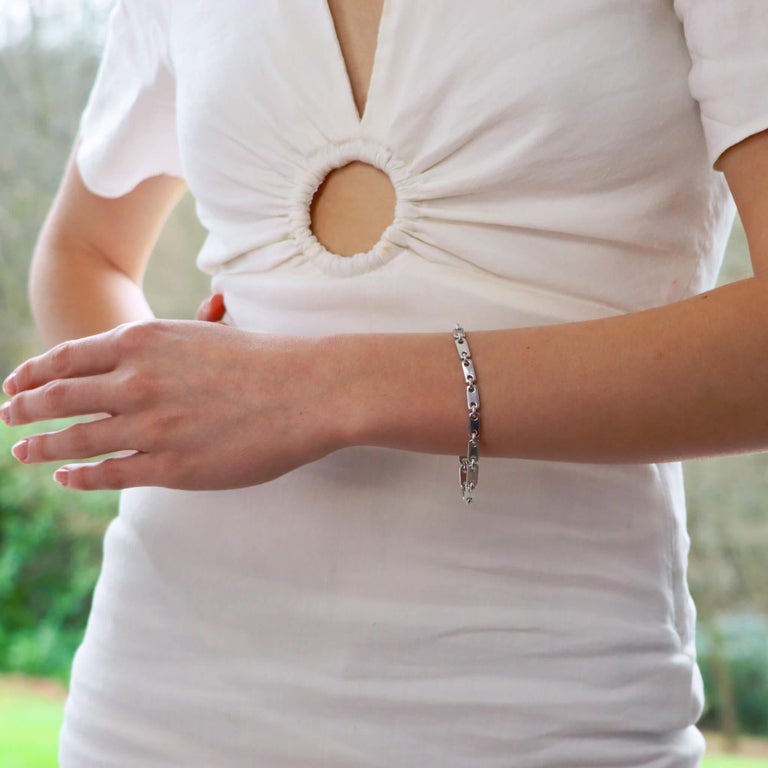 Vintage Cartier Fidelity Lock and Key Chain Link Bracelet in 18k White ...