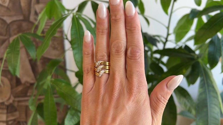 Vintage Cartier French Diamond 18 Karat Yellow Gold Triple Wrap Ring ...