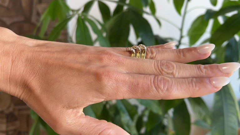 Vintage Cartier French Diamond 18 Karat Yellow Gold Triple Wrap Ring at ...