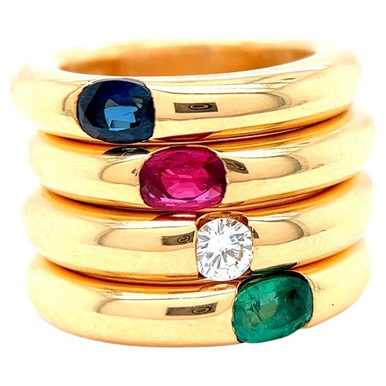 Vintage Cartier French Gemstone Diamond 18 Karat Yellow Gold Ellipse ...