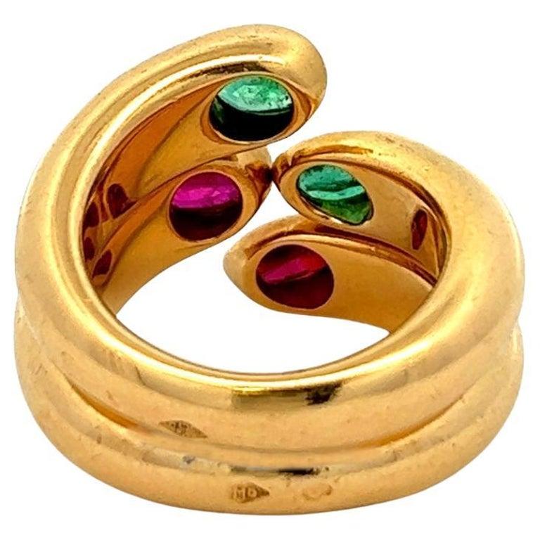 Vintage Cartier Gemstone 18k Yellow Gold Ellipse Deux Tetes Croisees ...