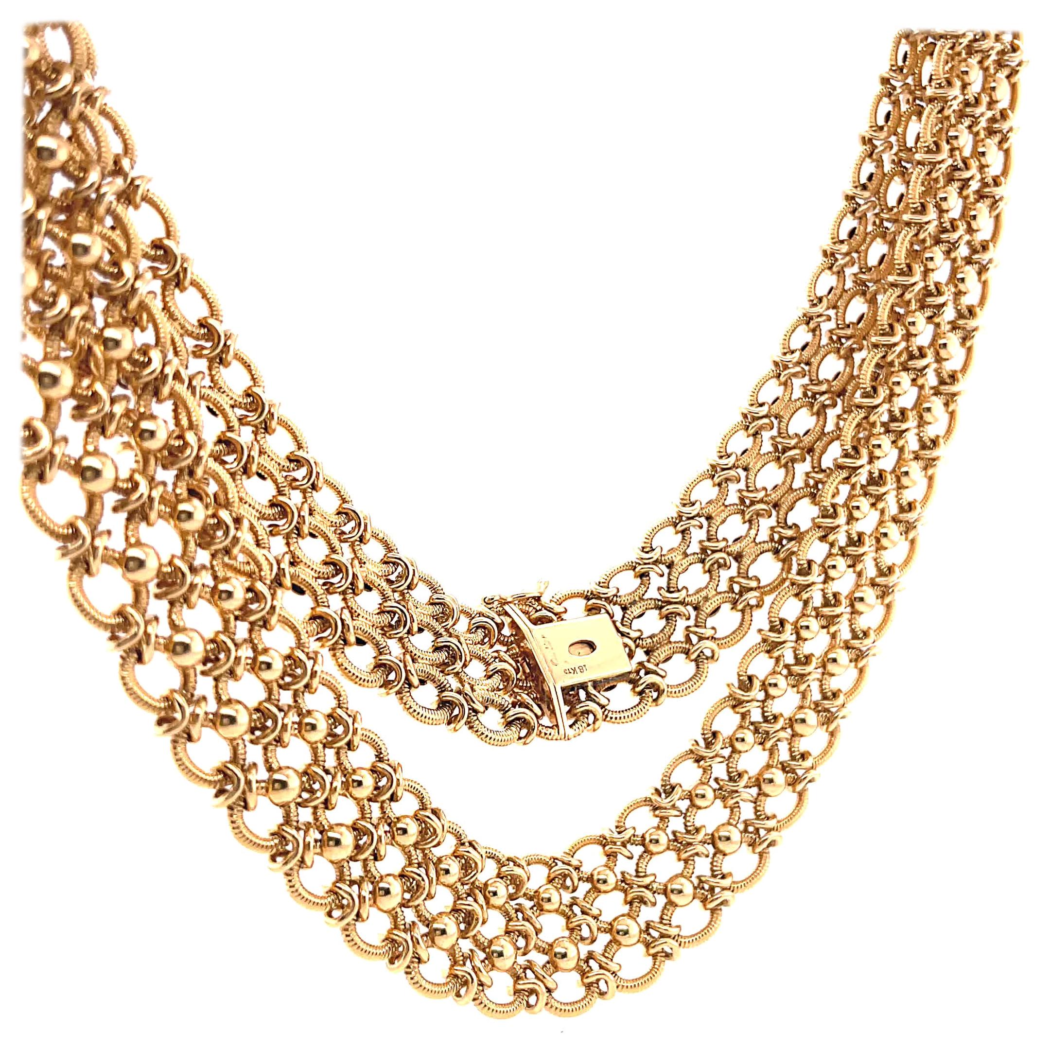 Vintage Cartier Gold Chain Link Collar 18 Karat Necklace For Sale at ...