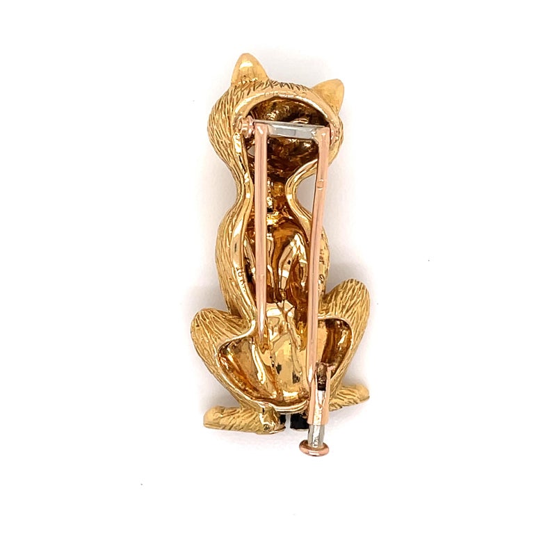 Vintage Cartier Iconic Yellow Gold and Turquoise Set Cat Clip Brooch at ...