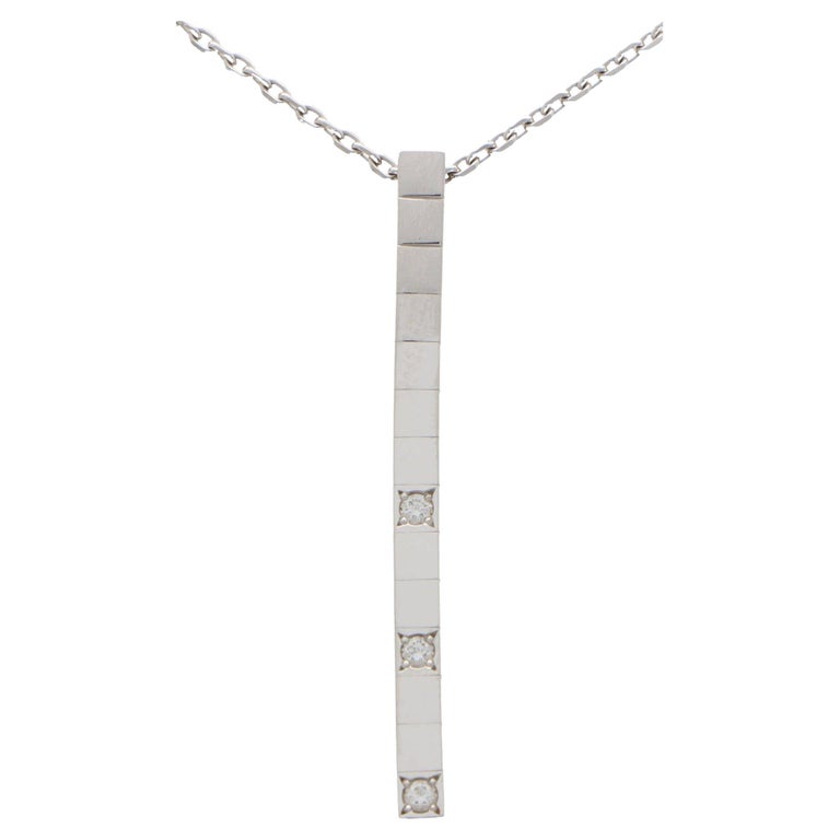 Vintage Cartier Lanières Diamond Pendant in 18k White Gold For Sale at ...