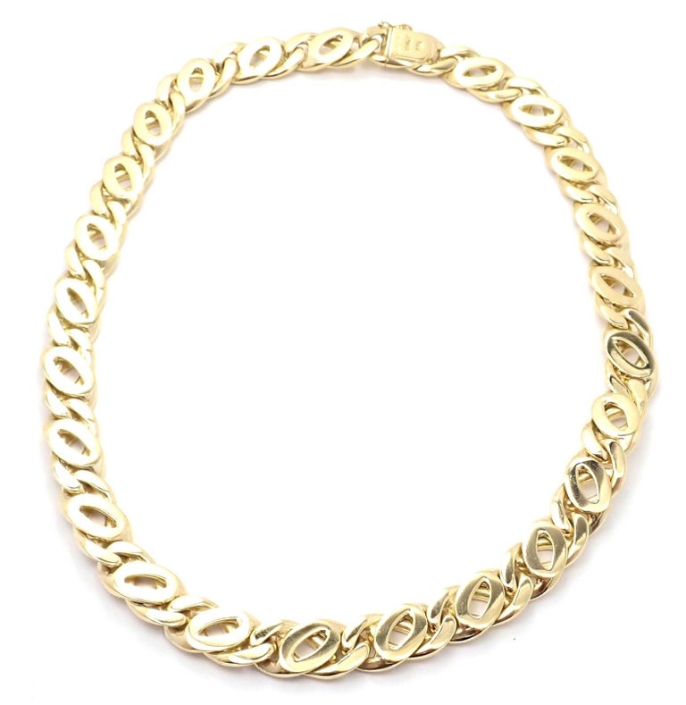 Vintage Cartier Link Yellow Gold Chain Necklace For Sale at 1stDibs