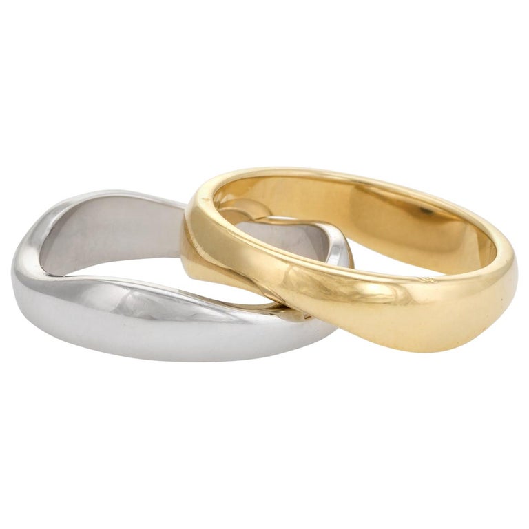 Vintage Cartier Love Me Rings 18k Yellow and White Gold Wave 2 Band ...