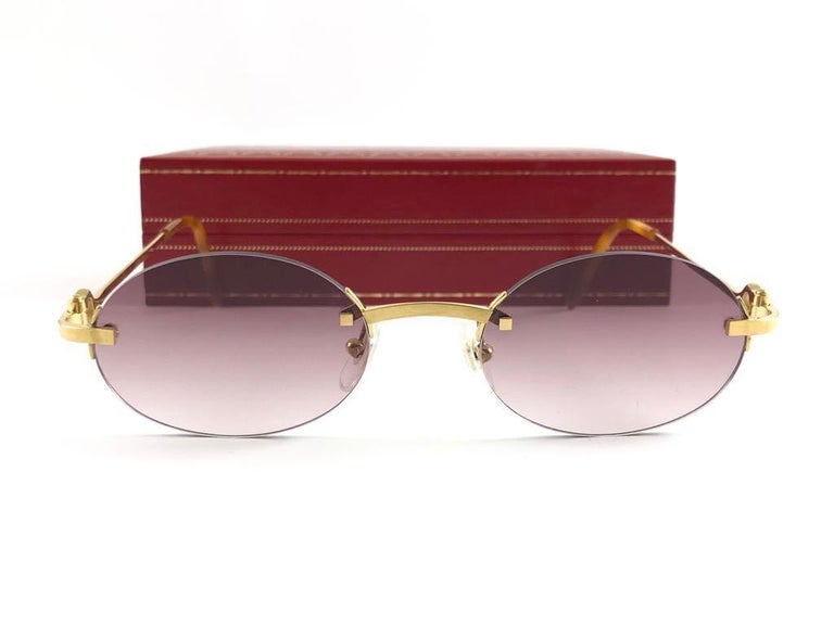 Vintage Cartier Matte vergoldete Randlose Gradient Lens France ...