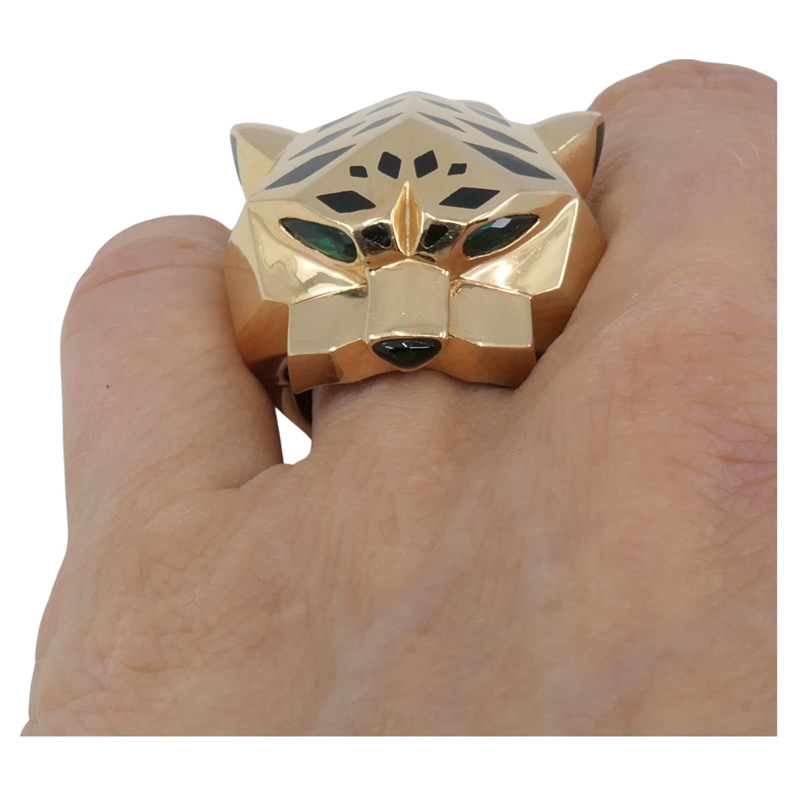 Vintage Cartier Panthère de Cartier Ring Tsavorite Onyx For Sale at 1stDibs