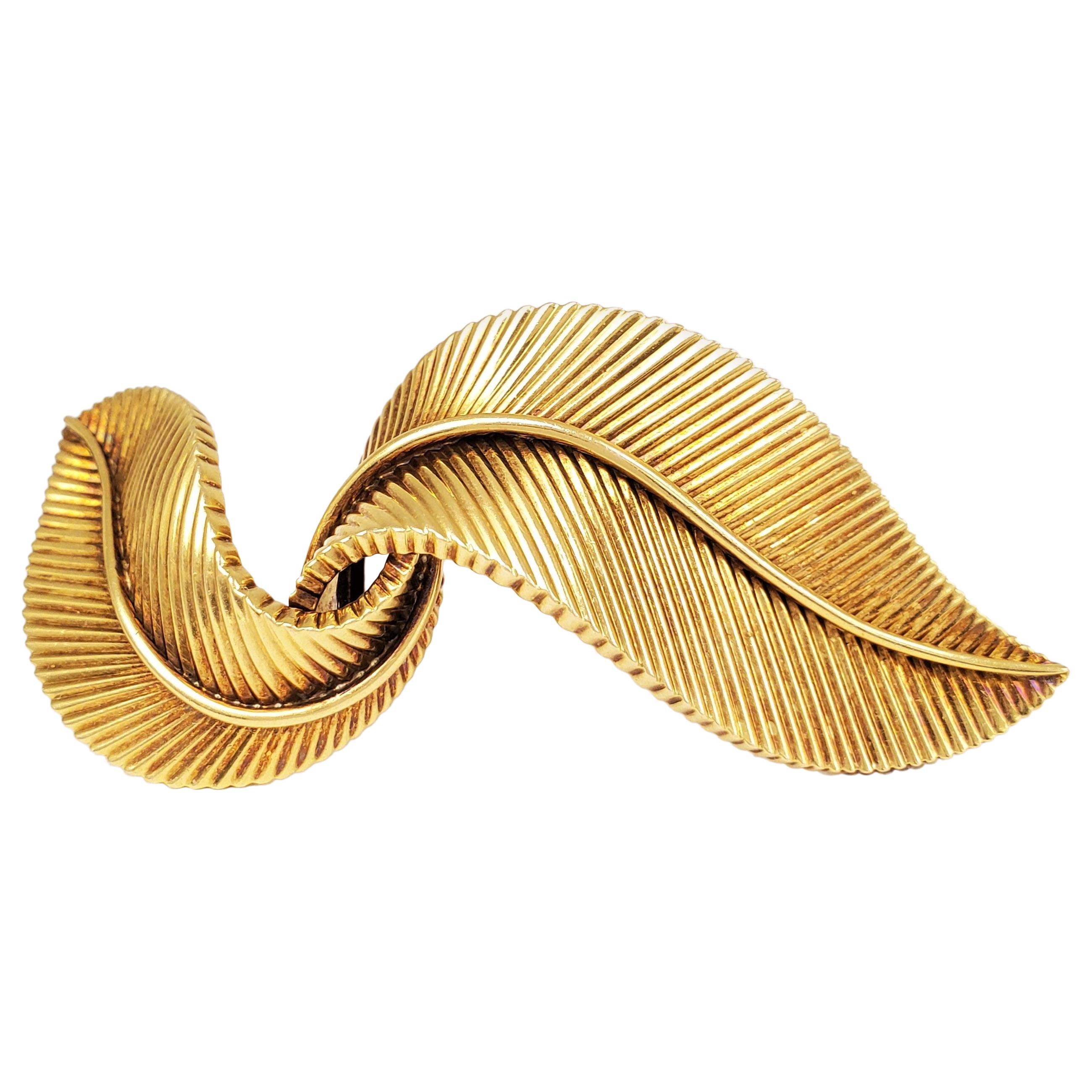Vintage Cartier Paris Gold Leaf Pin at 1stDibs