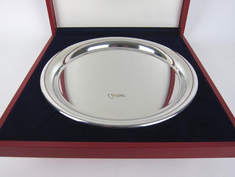 Vintage Cartier Polished Pewter Silver Tray with Original Red Box at ...