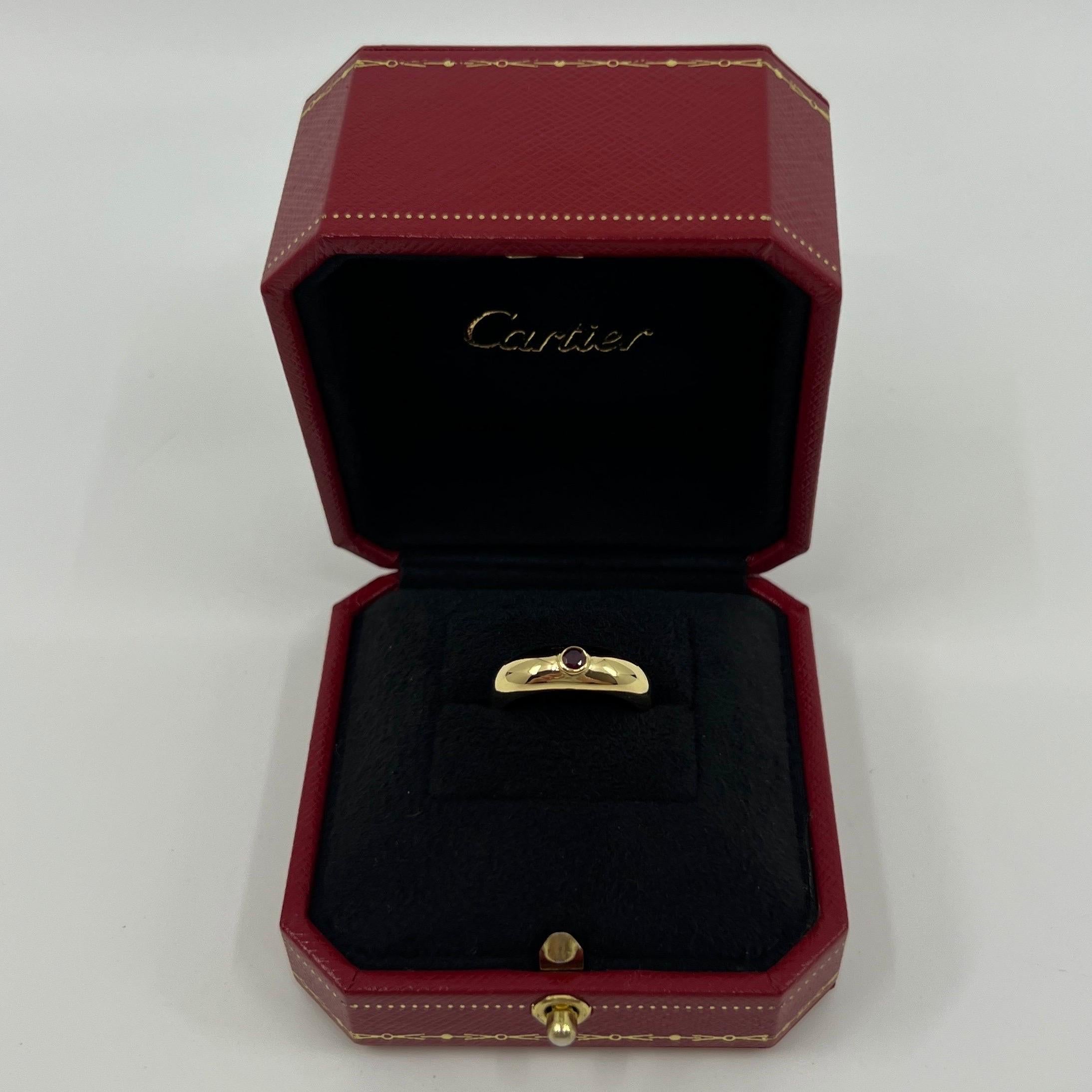 Vintage Cartier Round Cut Red Ruby 18k Yellow Gold Signet Style Domed ...