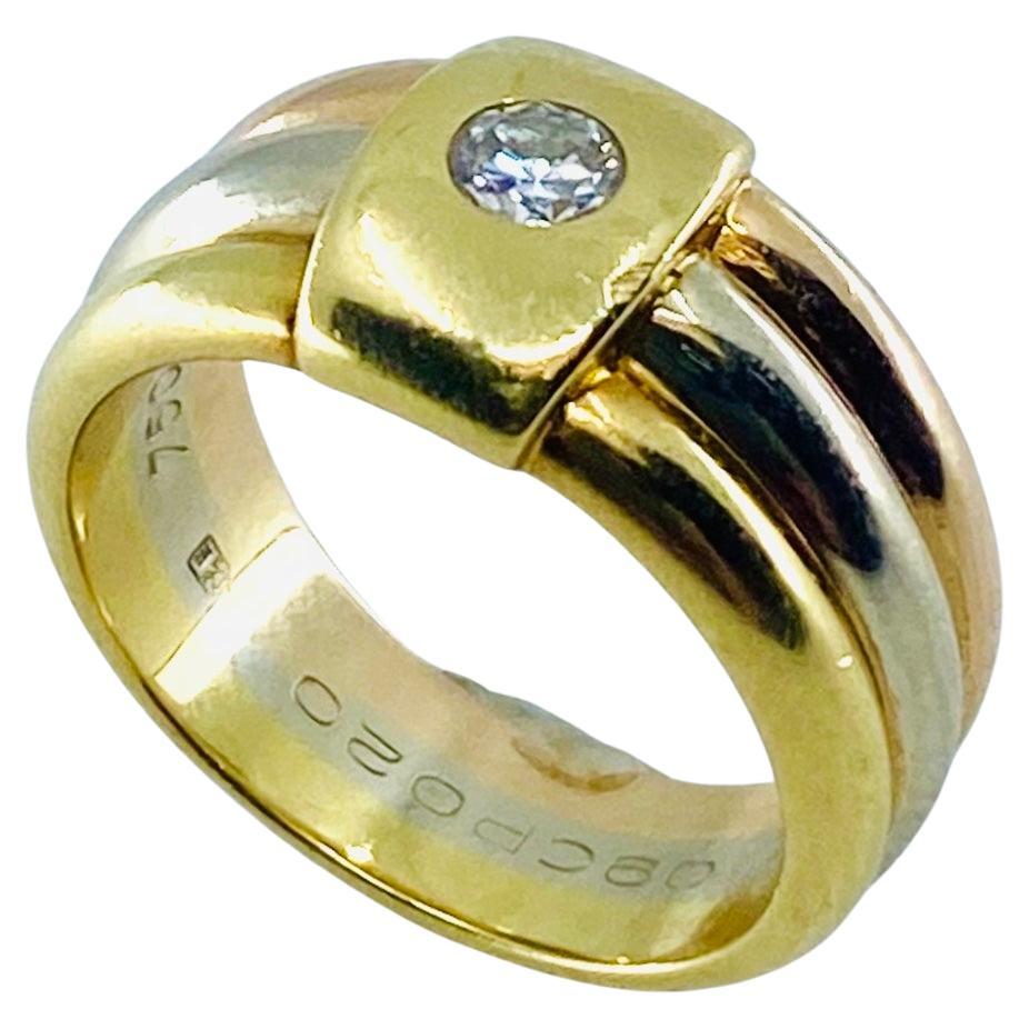 Cartier Trinity Sauvage Black Lacquer Diamond Tri-Gold Band Ring For ...