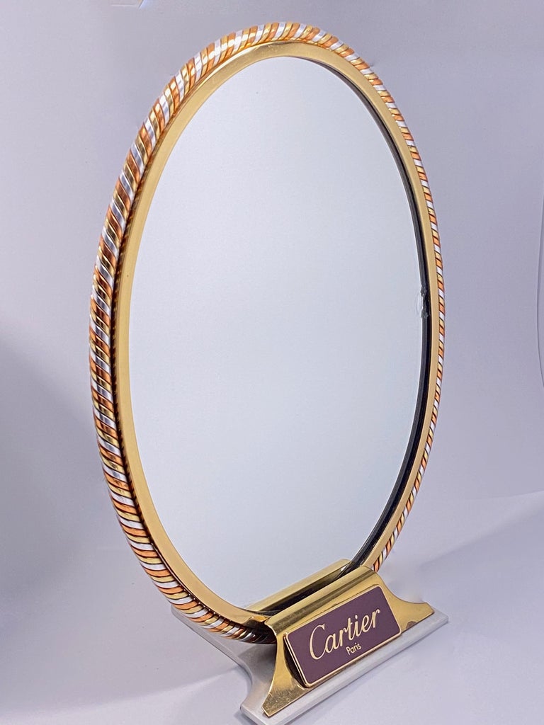 Vintage Cartier "Trinity" Table Mirror Silver Gold and Rose Plated ...