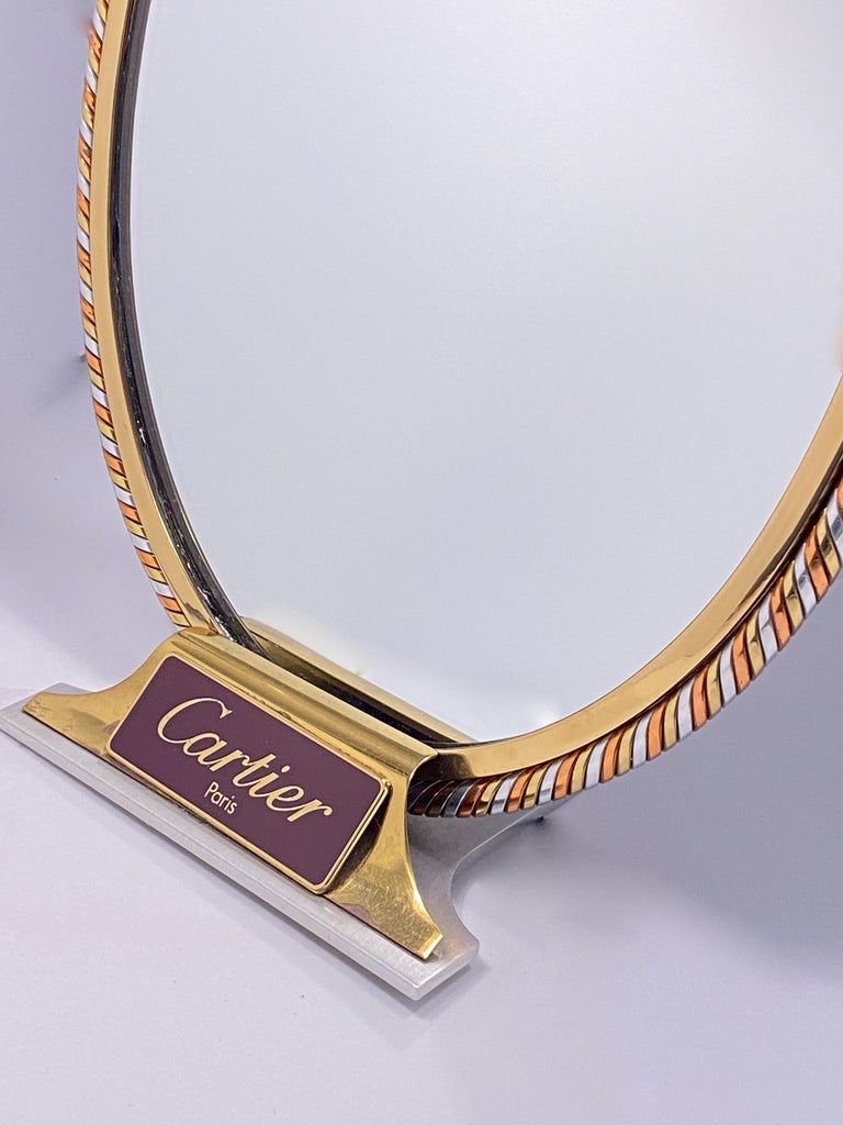Vintage Cartier "Trinity" Table Mirror Silver Gold and Rose Plated ...