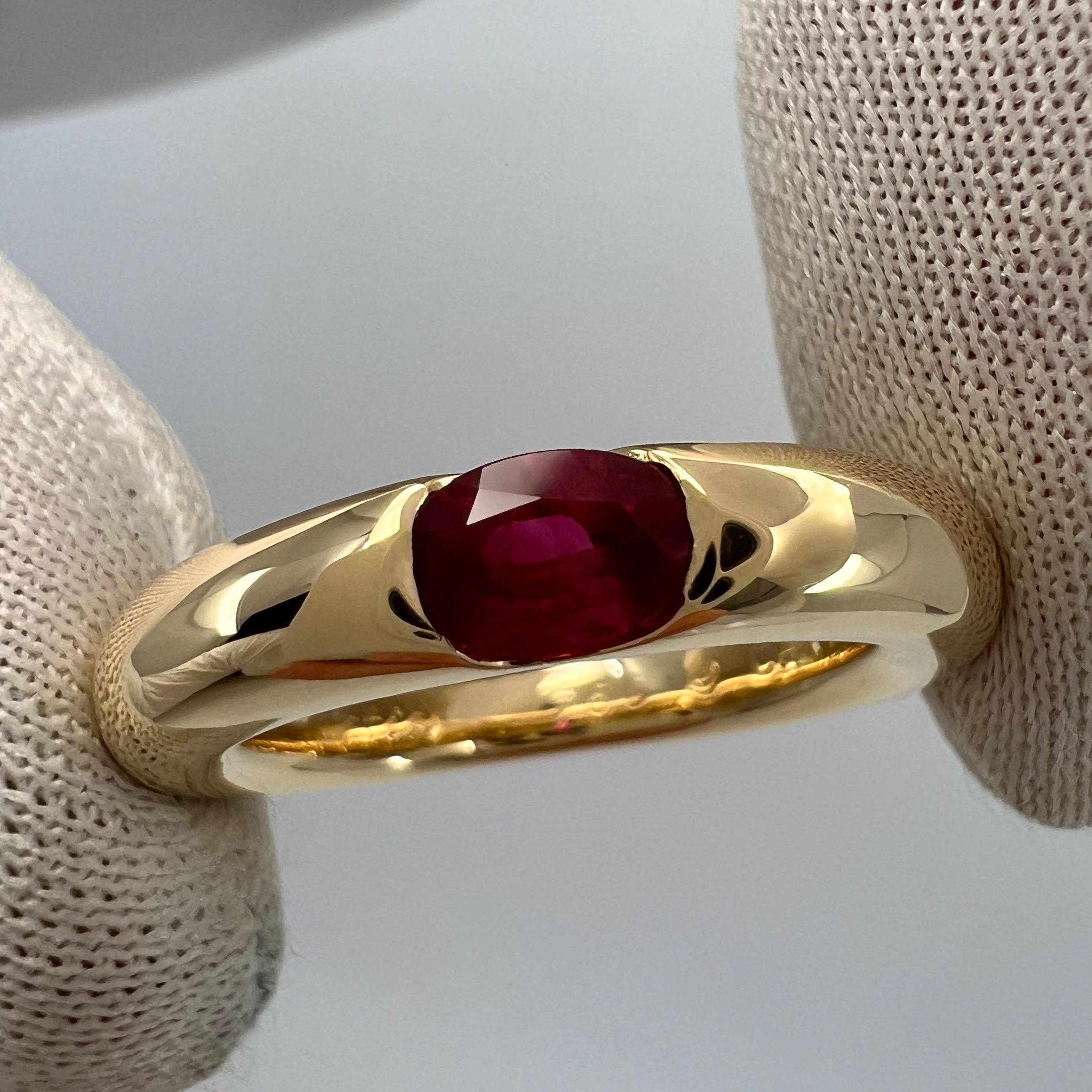 Vintage Cartier VIVID Red Ruby Oval Cut 18k Yellow Gold Solitaire ...