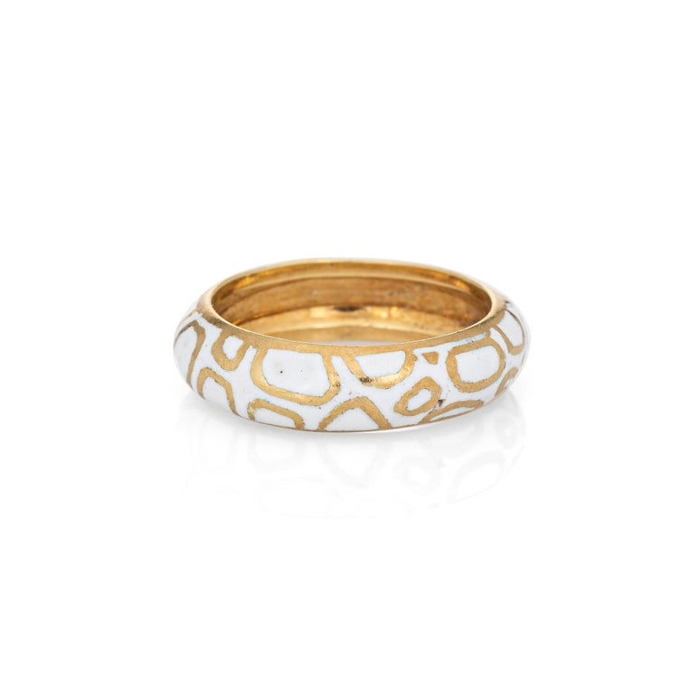 Vintage Cartier White Enamel Ring 18k Yellow Gold Band Signed Jewelry ...