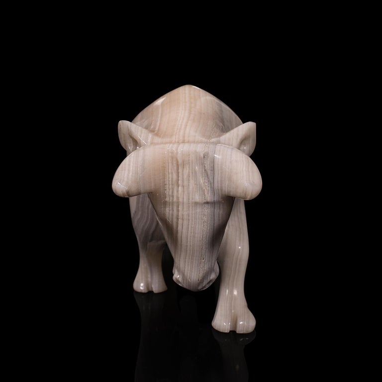 Vintage Carved Bull, English, White Onyx, Ornamental Display Figure ...