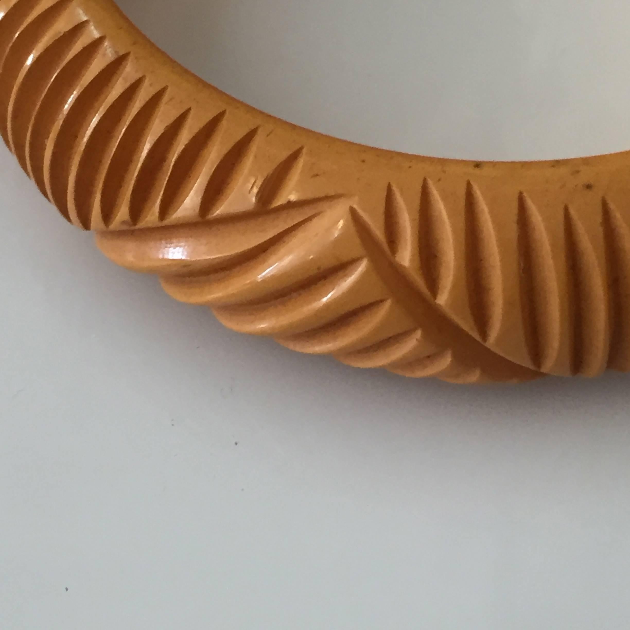 Vintage Carved Butterscotch Bakelite Bangle, circa 1930s For Sale at ...