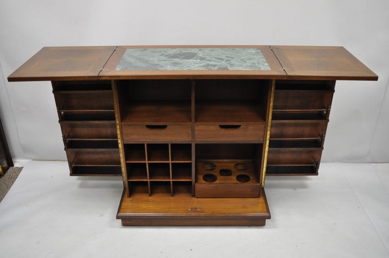 Vintage Carved Chinese Oriental Folding Expandable Bar Liquor Cabinet ...