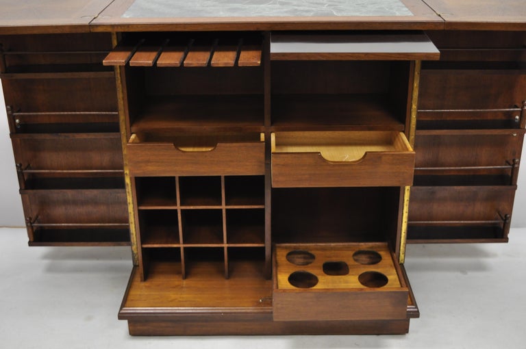 Vintage Carved Chinese Oriental Folding Expandable Bar Liquor Cabinet ...