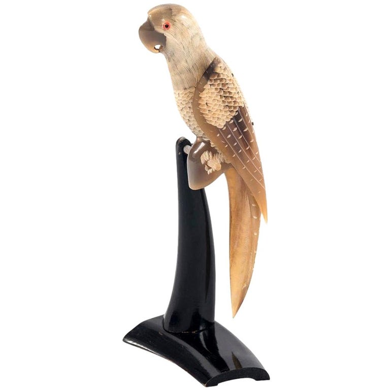 Vintage Carved Horn Parrot at 1stDibs