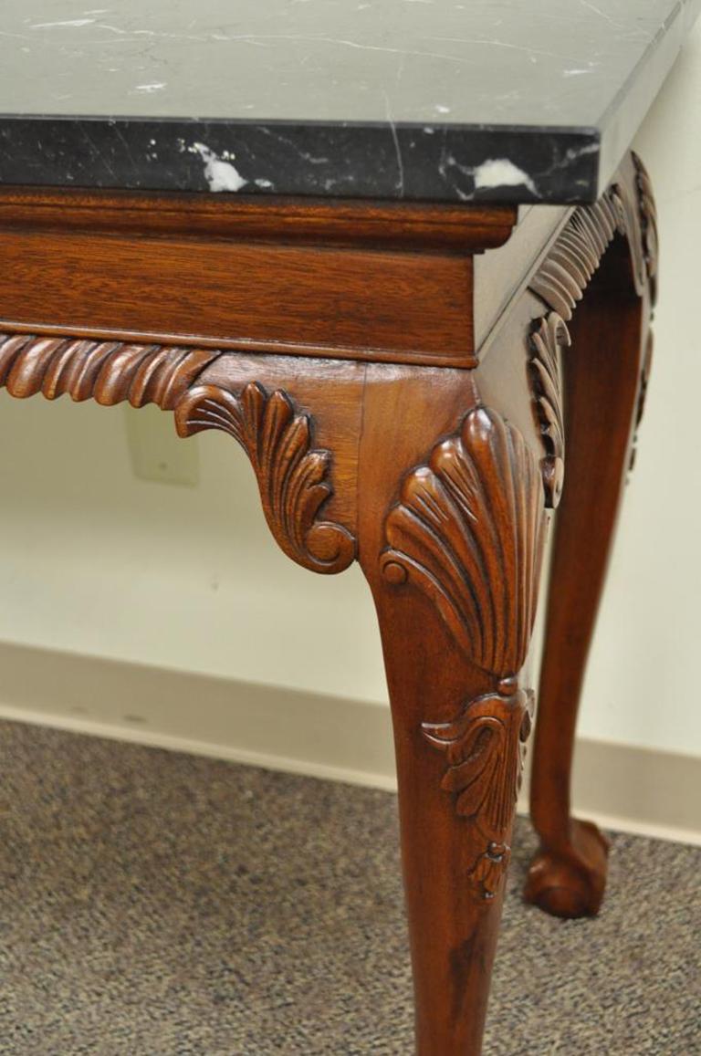 Vintage Carved Mahogany Chippendale Sty Ball and Claw Marble-Top ...