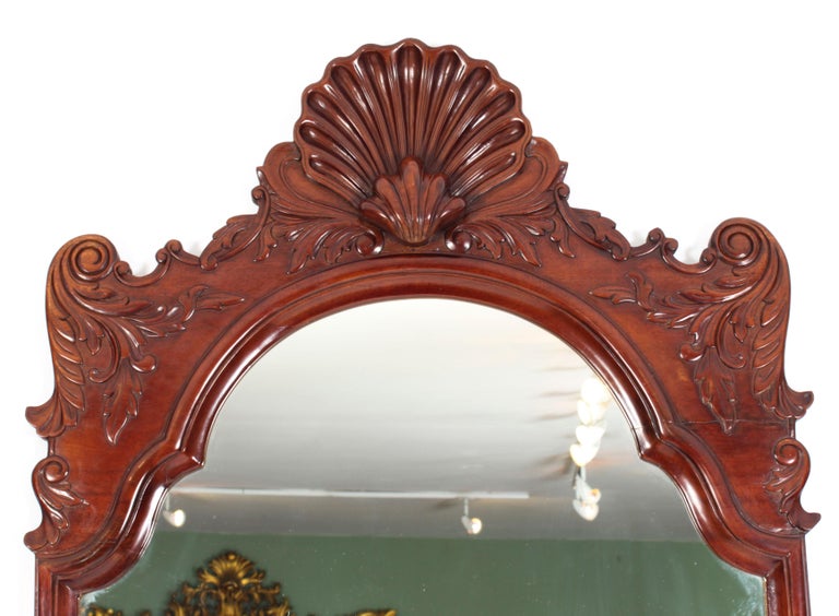 Vintage Carved Mahogany Mirror Mid 20th C For Sale at 1stDibs