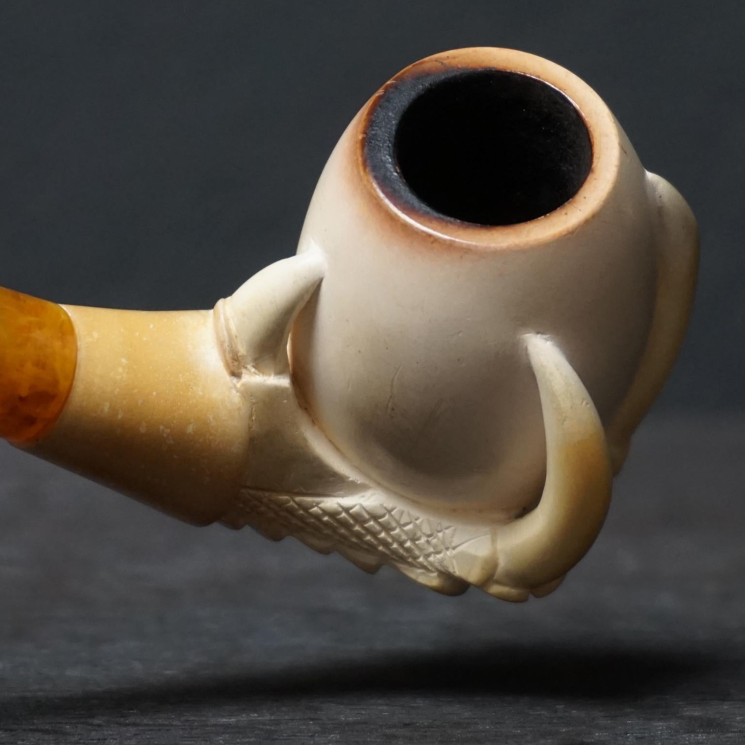 Vintage Carved Meerschaum Birds Talon and Egg Pipe in Case at 1stDibs ...