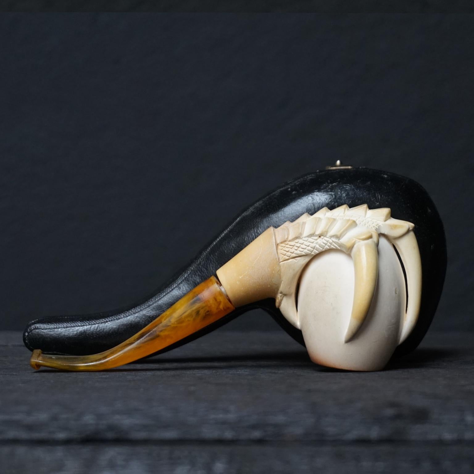 Vintage Carved Meerschaum Birds Talon and Egg Pipe in Case at 1stDibs ...