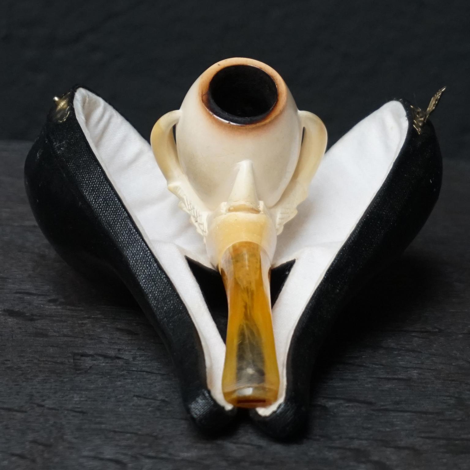 Vintage Carved Meerschaum Birds Talon and Egg Pipe in Case at 1stDibs ...