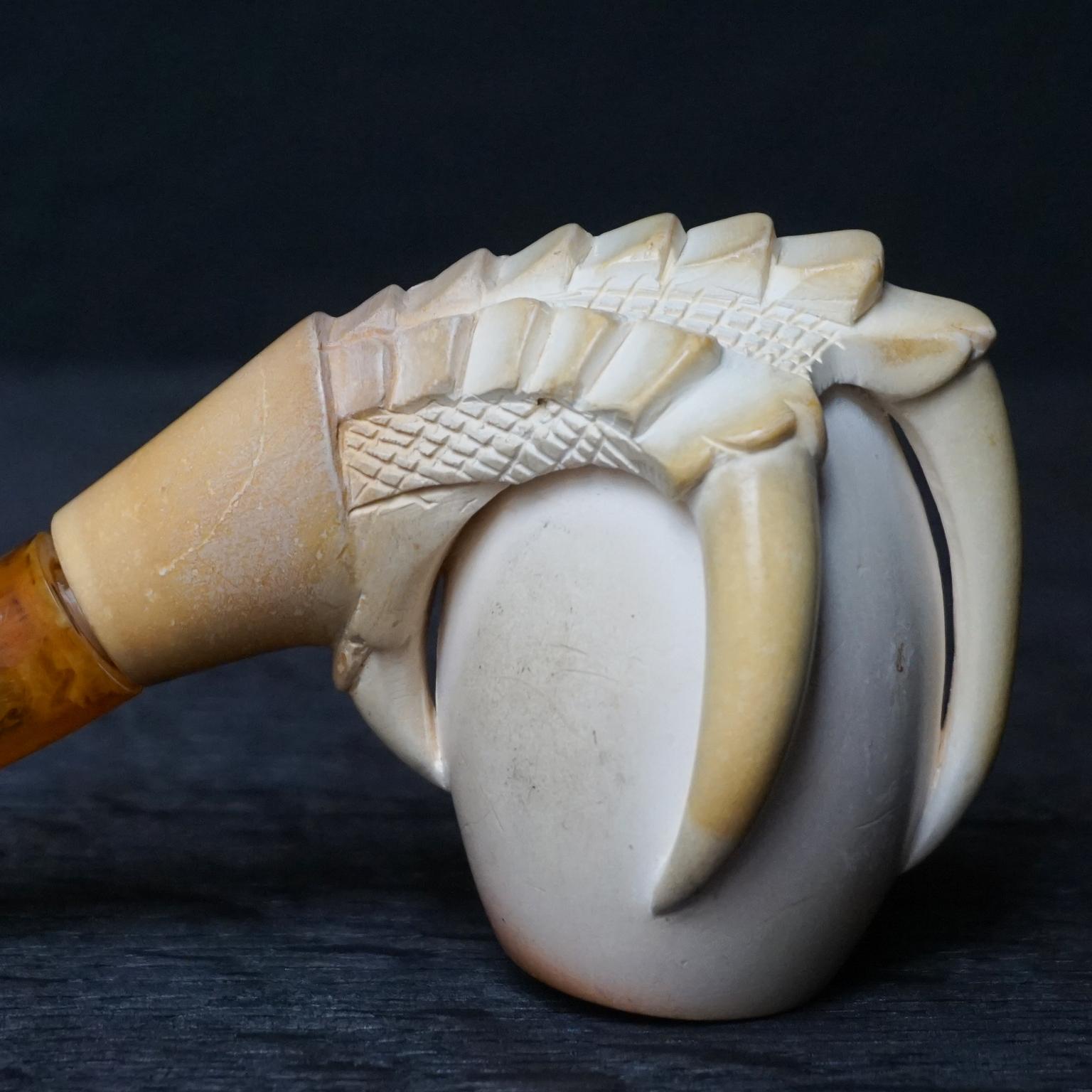 Vintage Carved Meerschaum Birds Talon and Egg Pipe in Case at 1stDibs ...