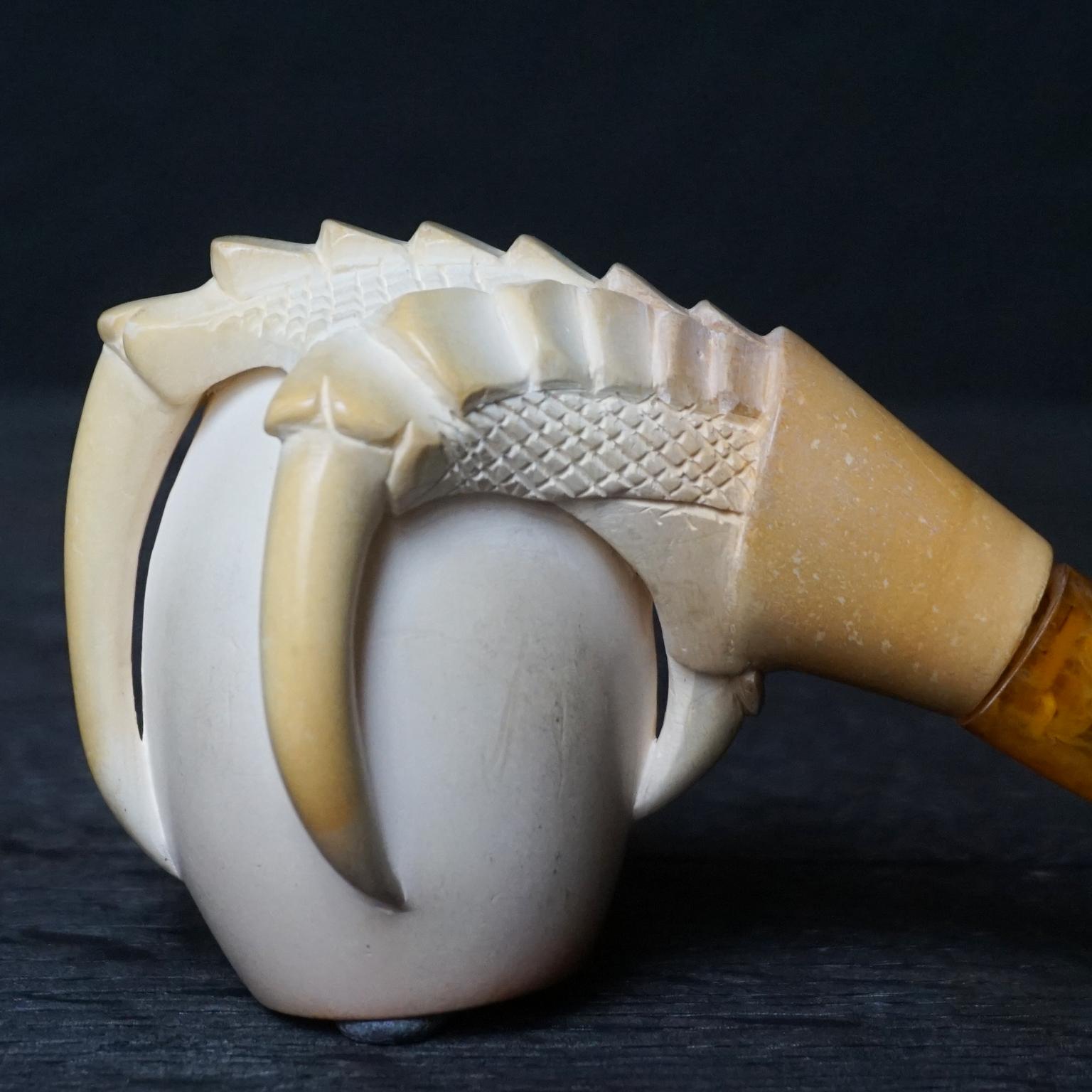 Vintage Carved Meerschaum Birds Talon and Egg Pipe in Case at 1stDibs ...
