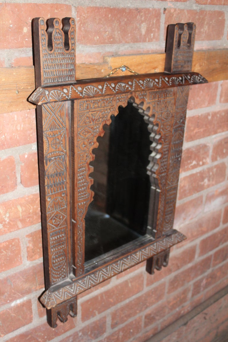 Vintage Carved Moroccan Mirror at 1stDibs