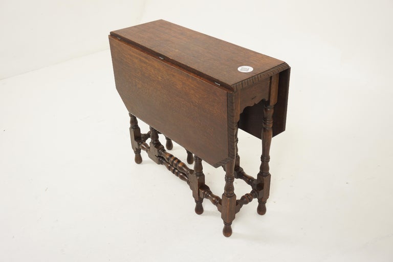 Vintage Carved Oak Drop Leaf Table, Gateleg, Scotland, 1930, H810 at ...