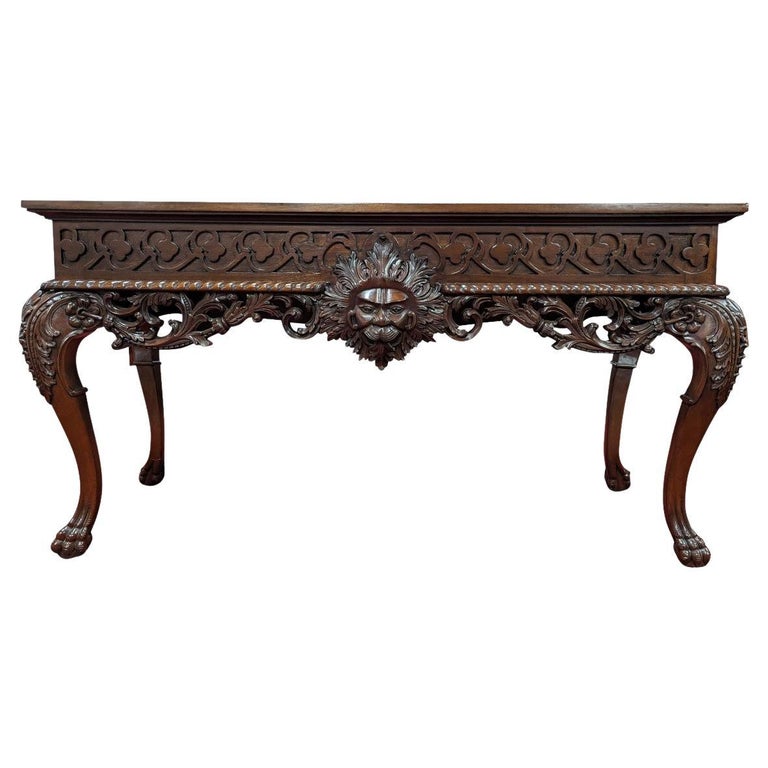 Table console vintage en acajou, pieds de pattes, tête de lion, 29″H En ...